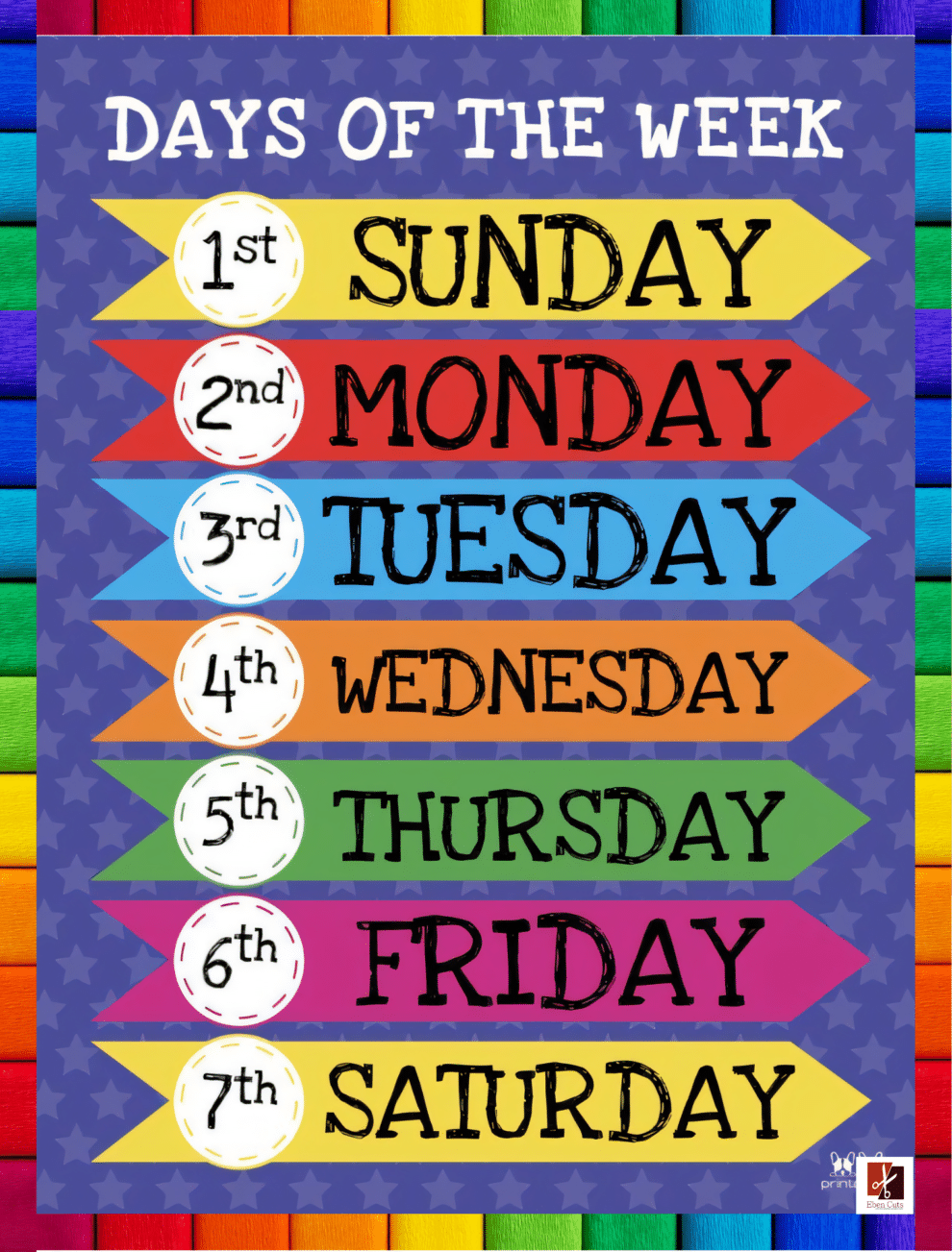 “Days of the week” – Primary instructional Poster - ebencuts