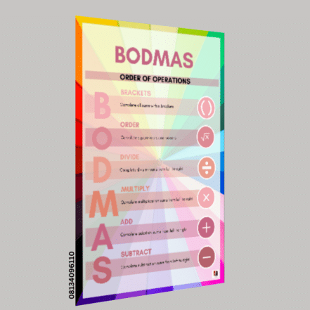 Bodmas Classroom Instructional Posters Ebencuts