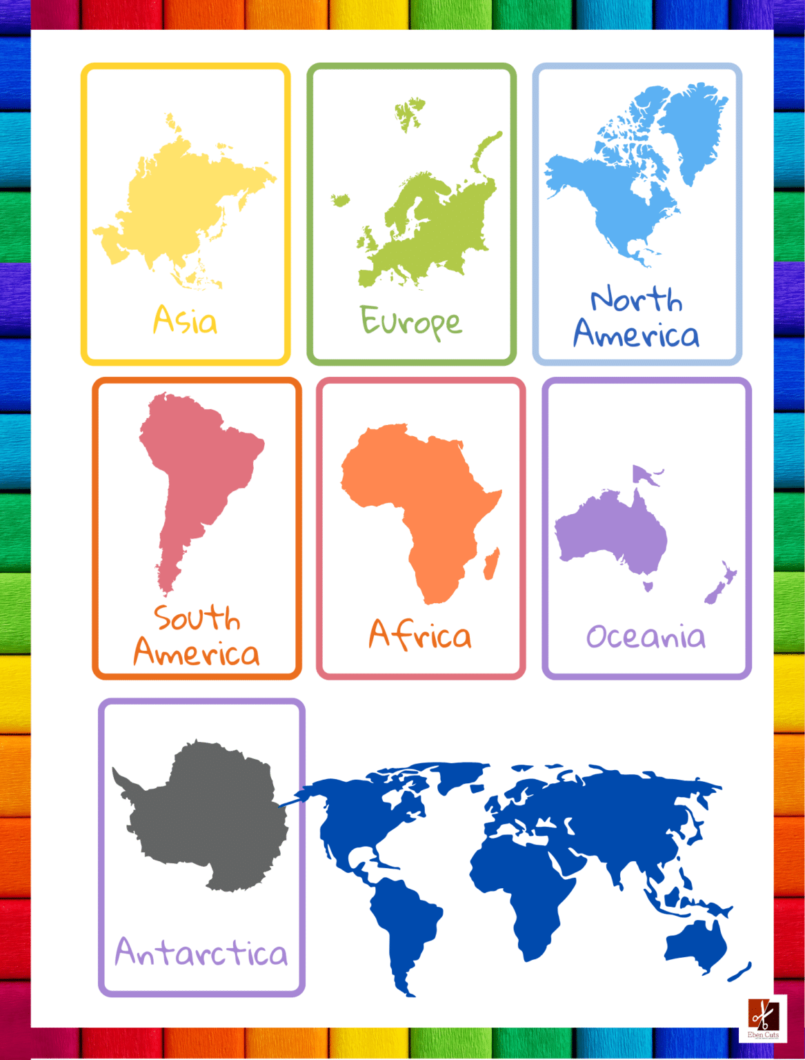 “Continents” – Primary instructional Poster - ebencuts
