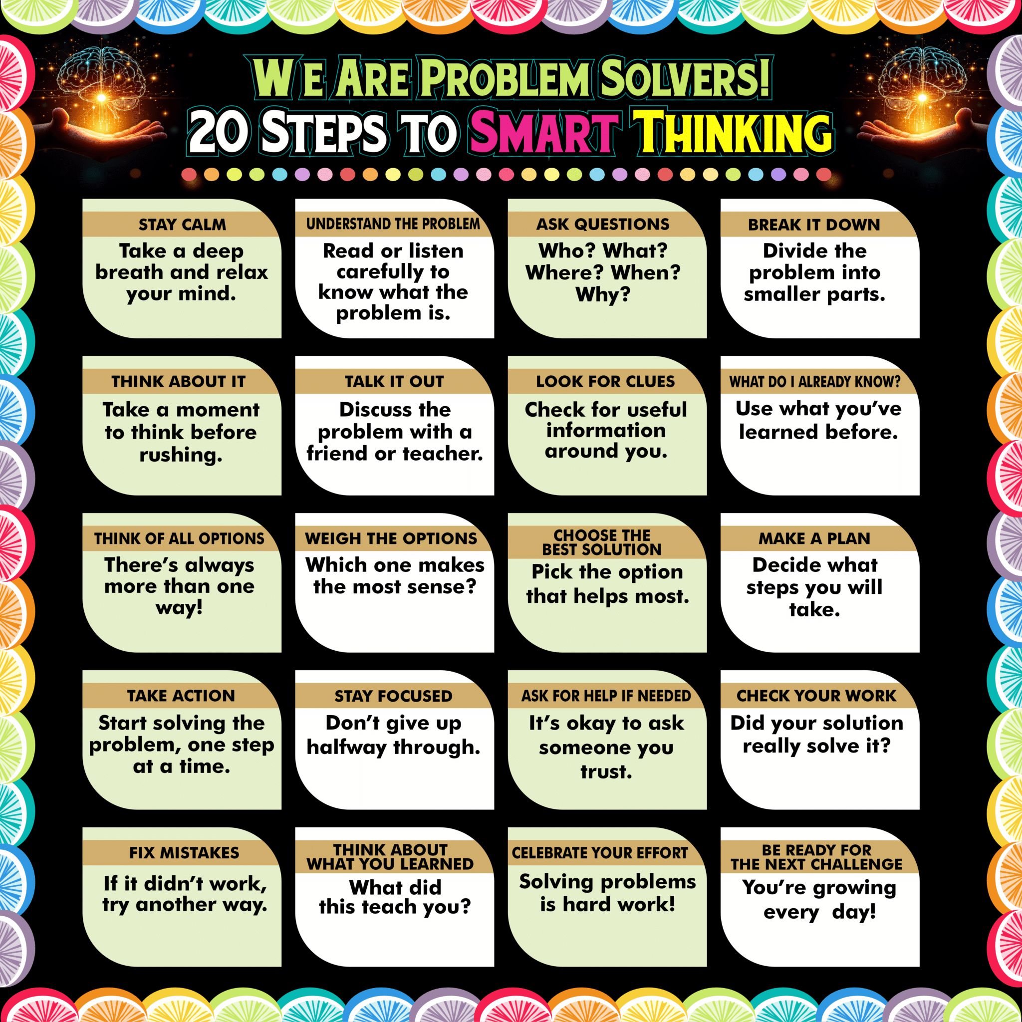 20 Steps to smart thinking colorful motivational quotes Indoor ...