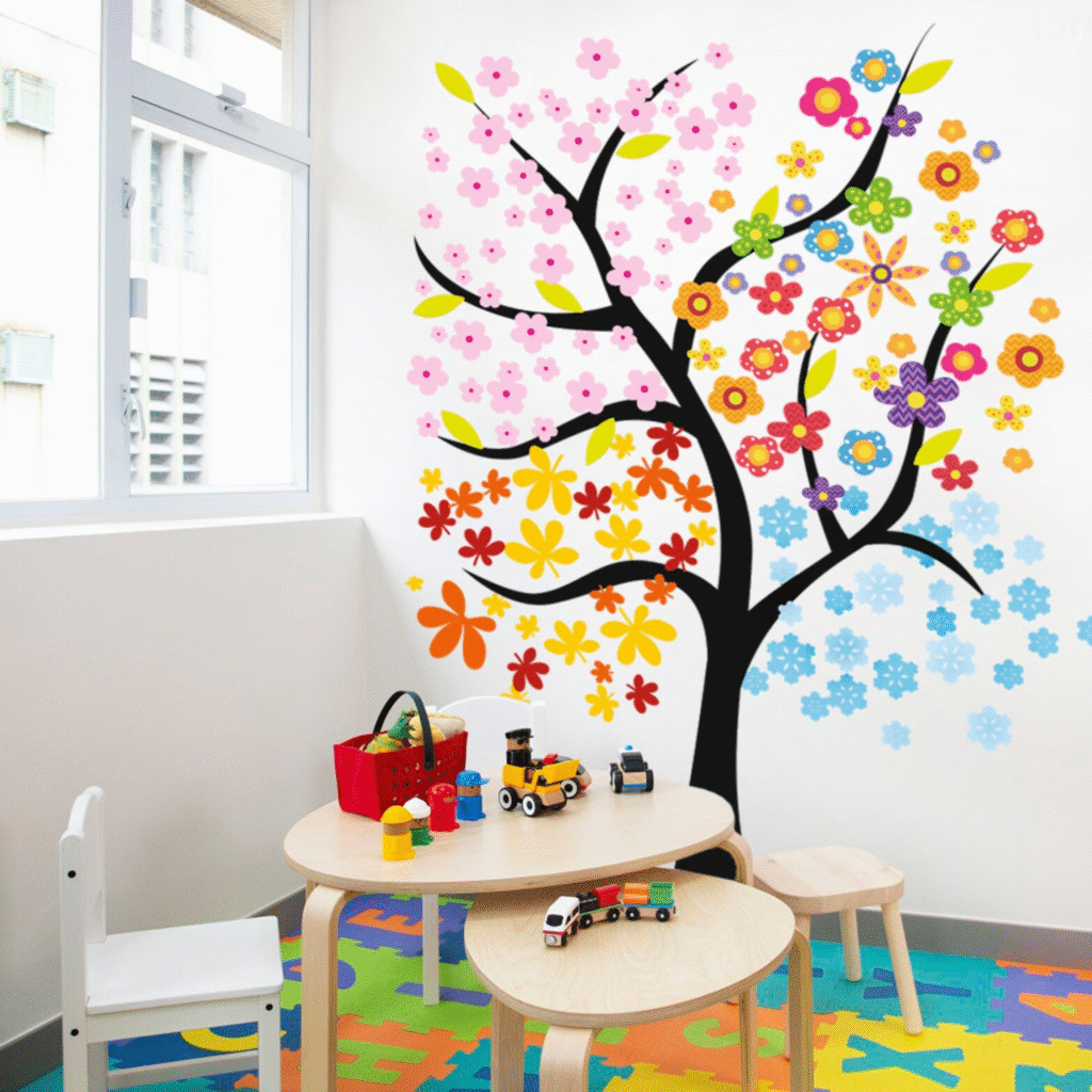 “Colorful Flower design” – Classroom Tree Sticker Display - ebencuts