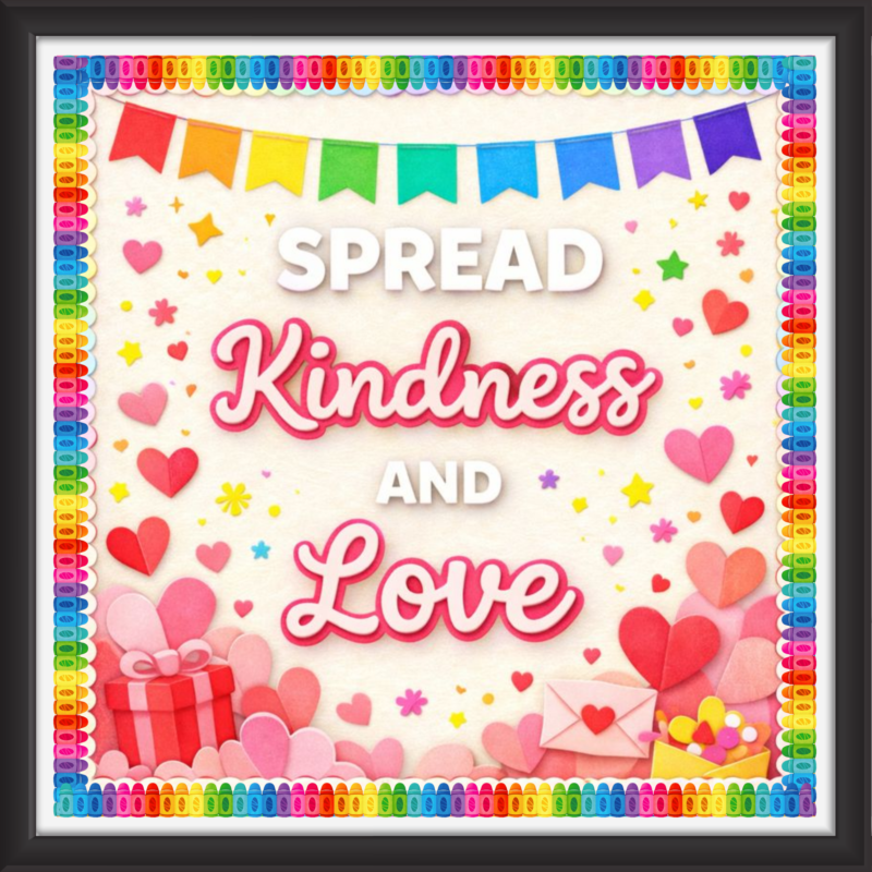 ‘Spread kindness and love ‘ – Classroom Display Flex Board(4ft by 4ft ...